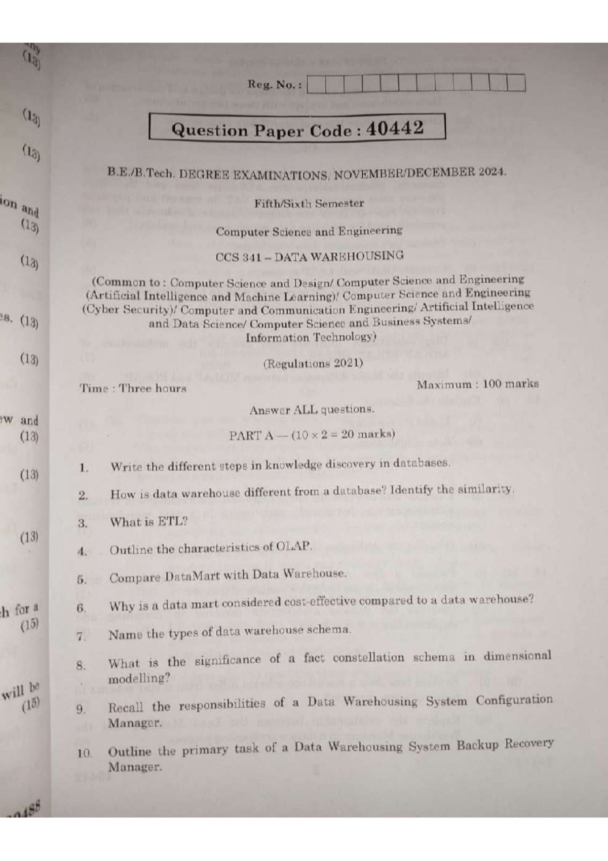 DW ND24 - Data Warehousing Exam Questions (40442) - Studocu