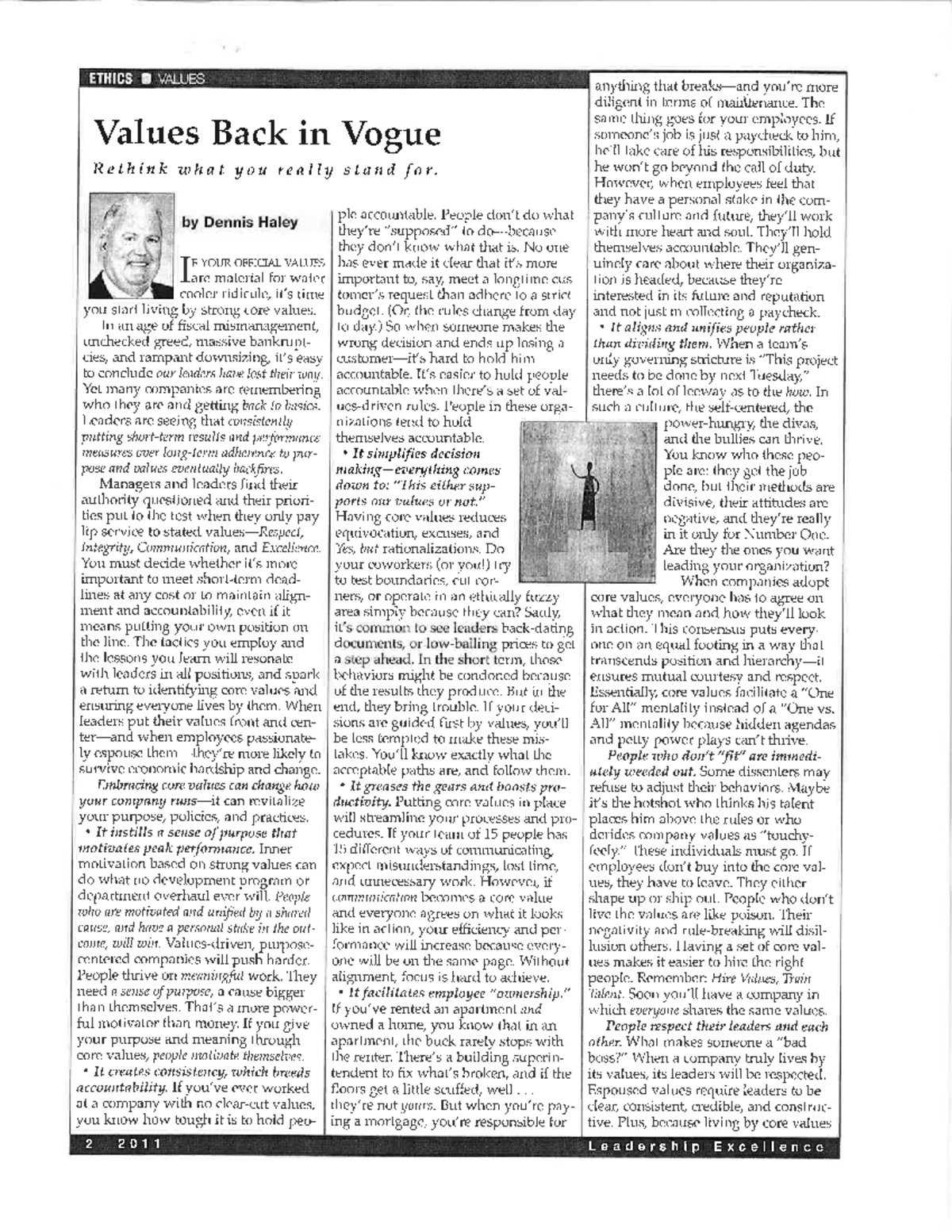 ETHICS VALUES: The Importance of Core Values in Leadership - Studocu