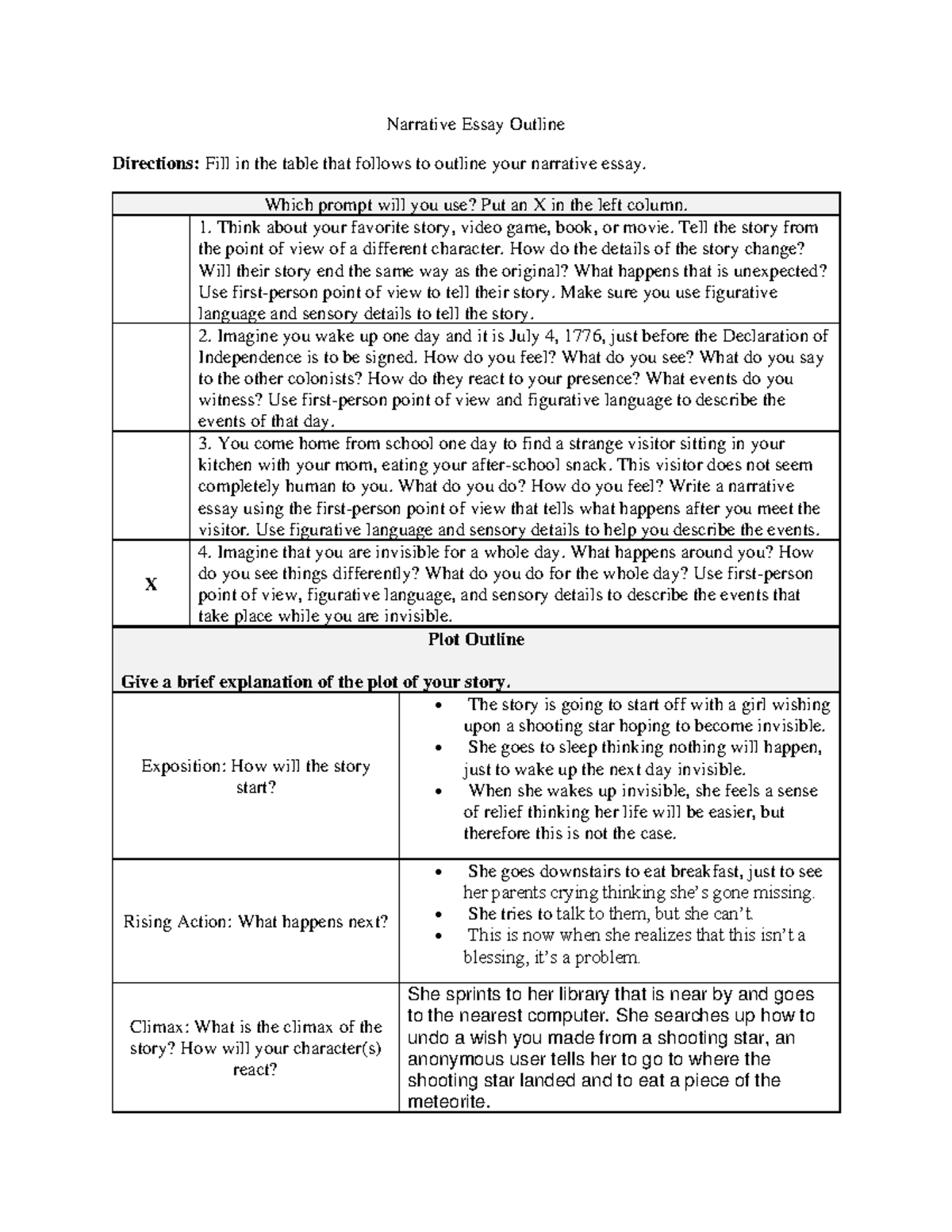 8th Grade Narrative Essay Template: Engaging Story Outlines - Studocu