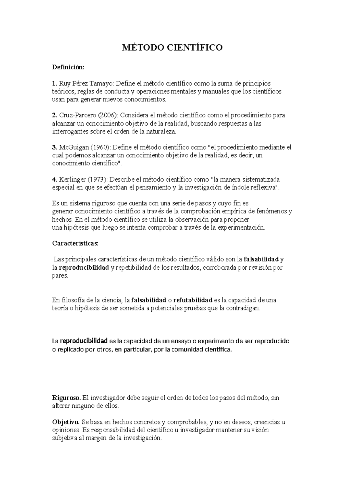 Método Científico: Definición, Características y Pasos Clave - Studocu