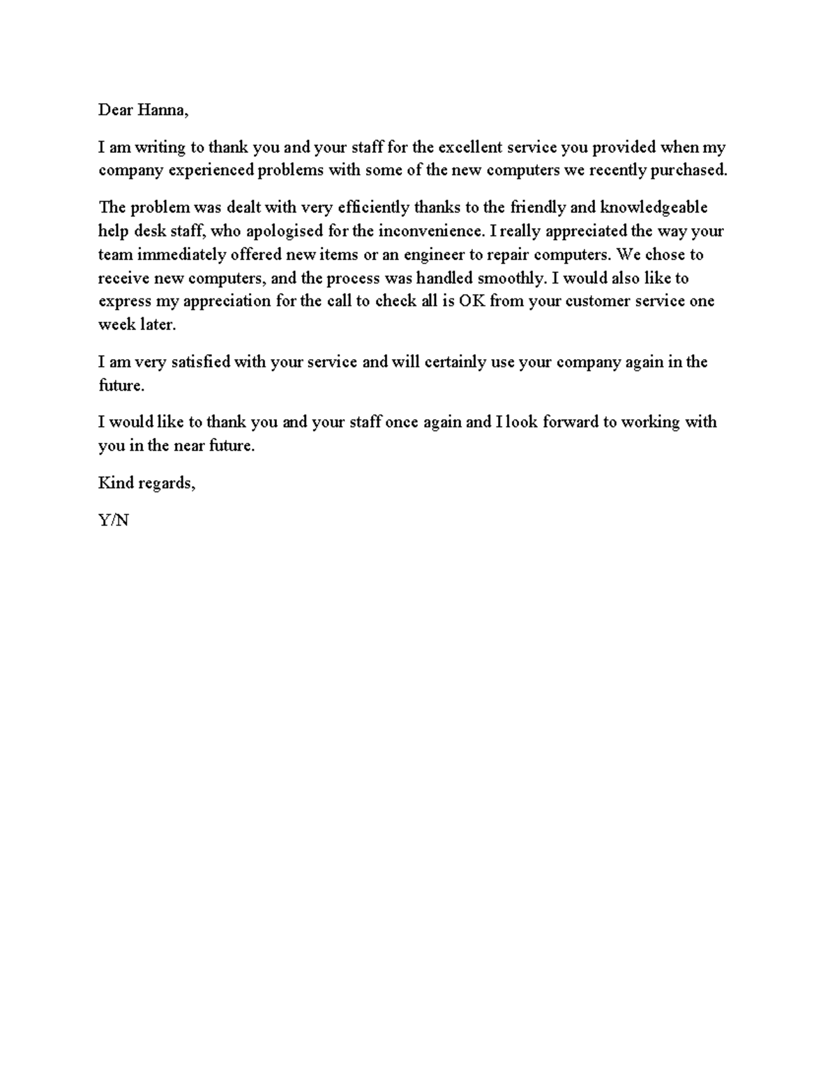 Unit 7 Writing Sample - Business Partner Document - Studocu