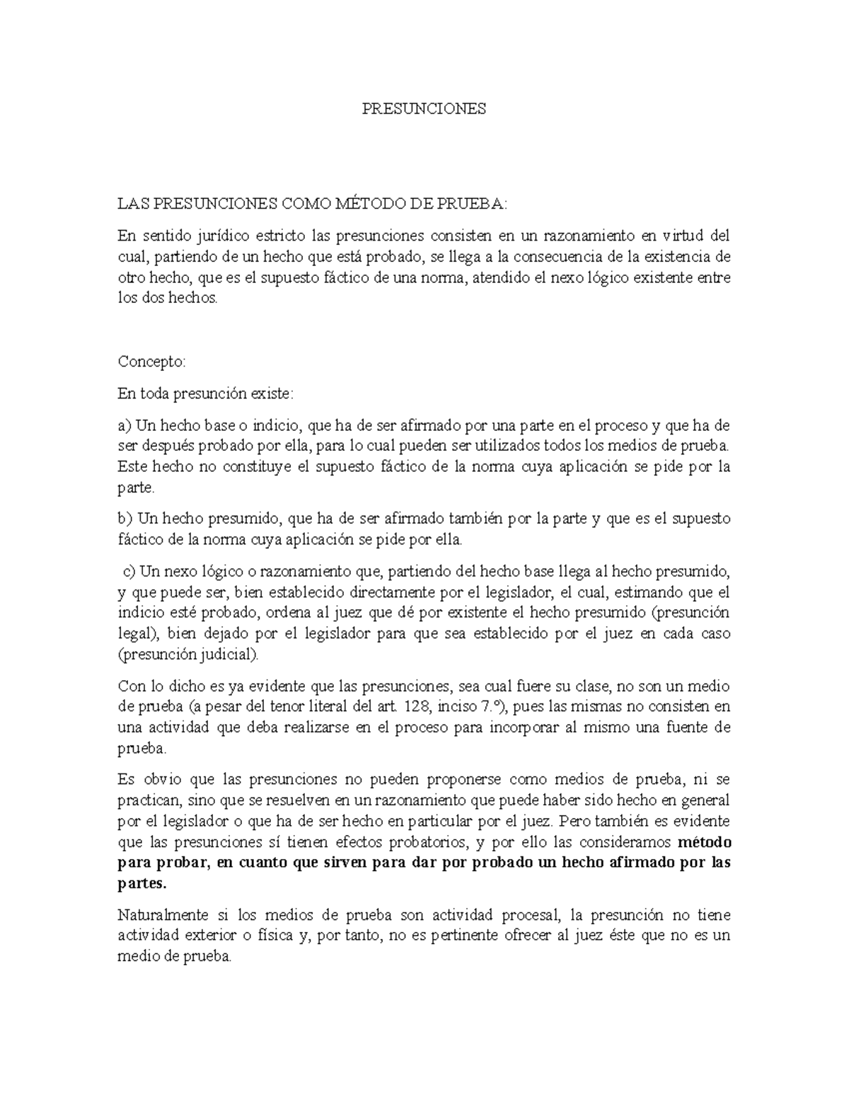 Estudio sobre Presunciones en el Derecho Civil - Curso Cód. 1284 - Studocu