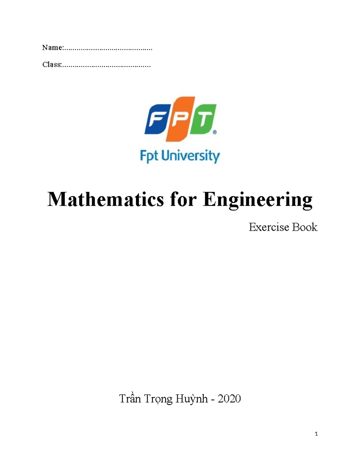 Mathematics for Engineering (MATH 101) Exercise Book: Calculus ...