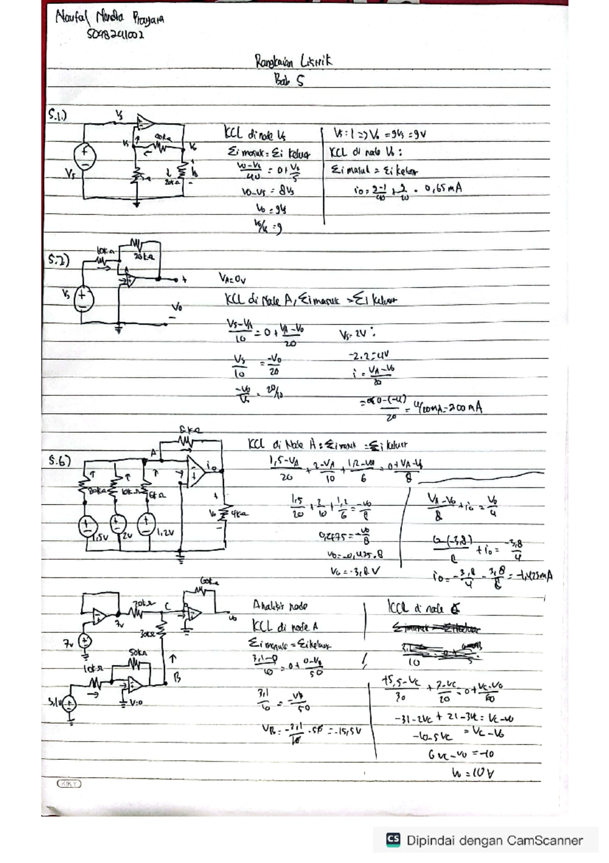 Tugas RL 5: Analisis Rangkaian Listrik dan KCL 5048241002 - Studocu