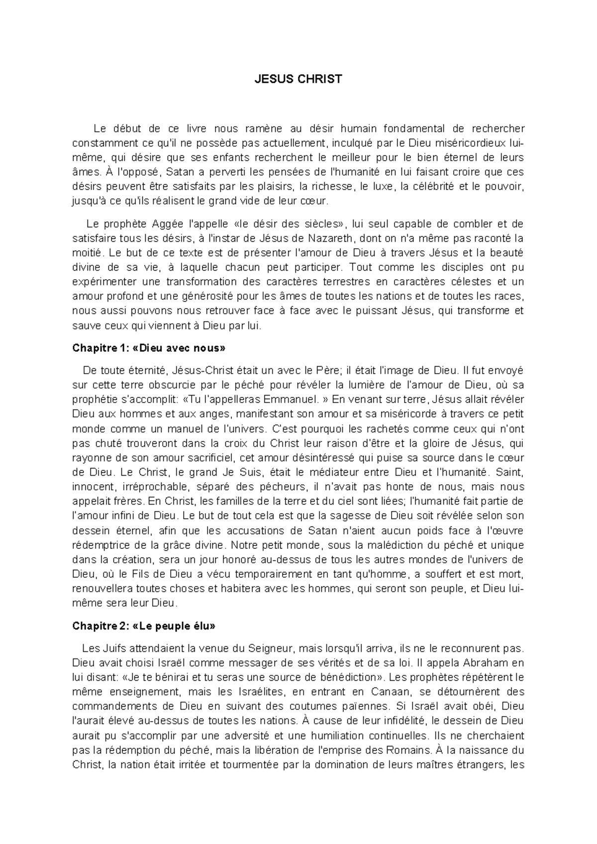 JESUS CHRIST: Résumé des Chapitres et Enseignements Essentiels - Studocu