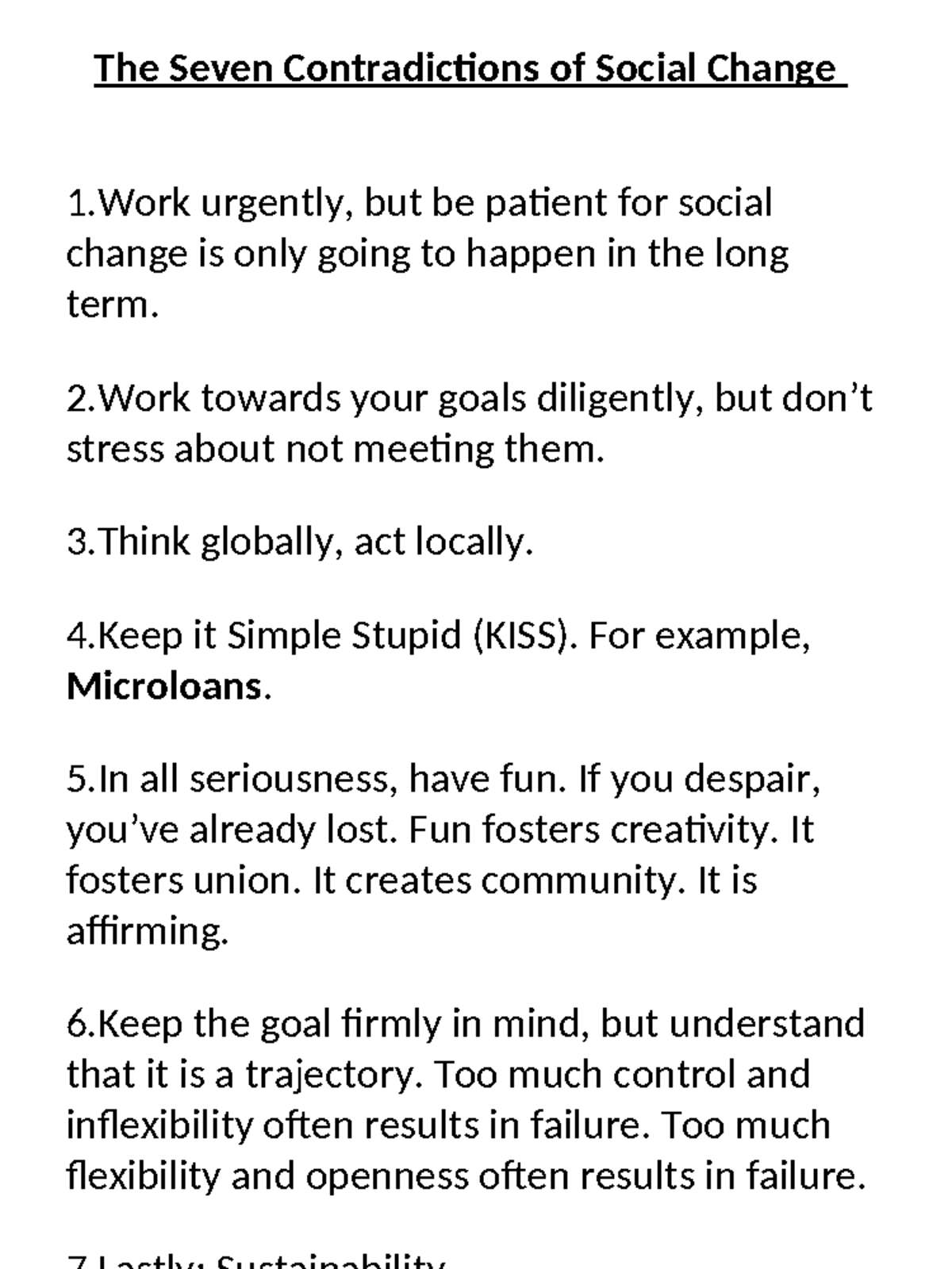 The Seven Contradictions of Social Change - Lecture Notes - The Seven ...