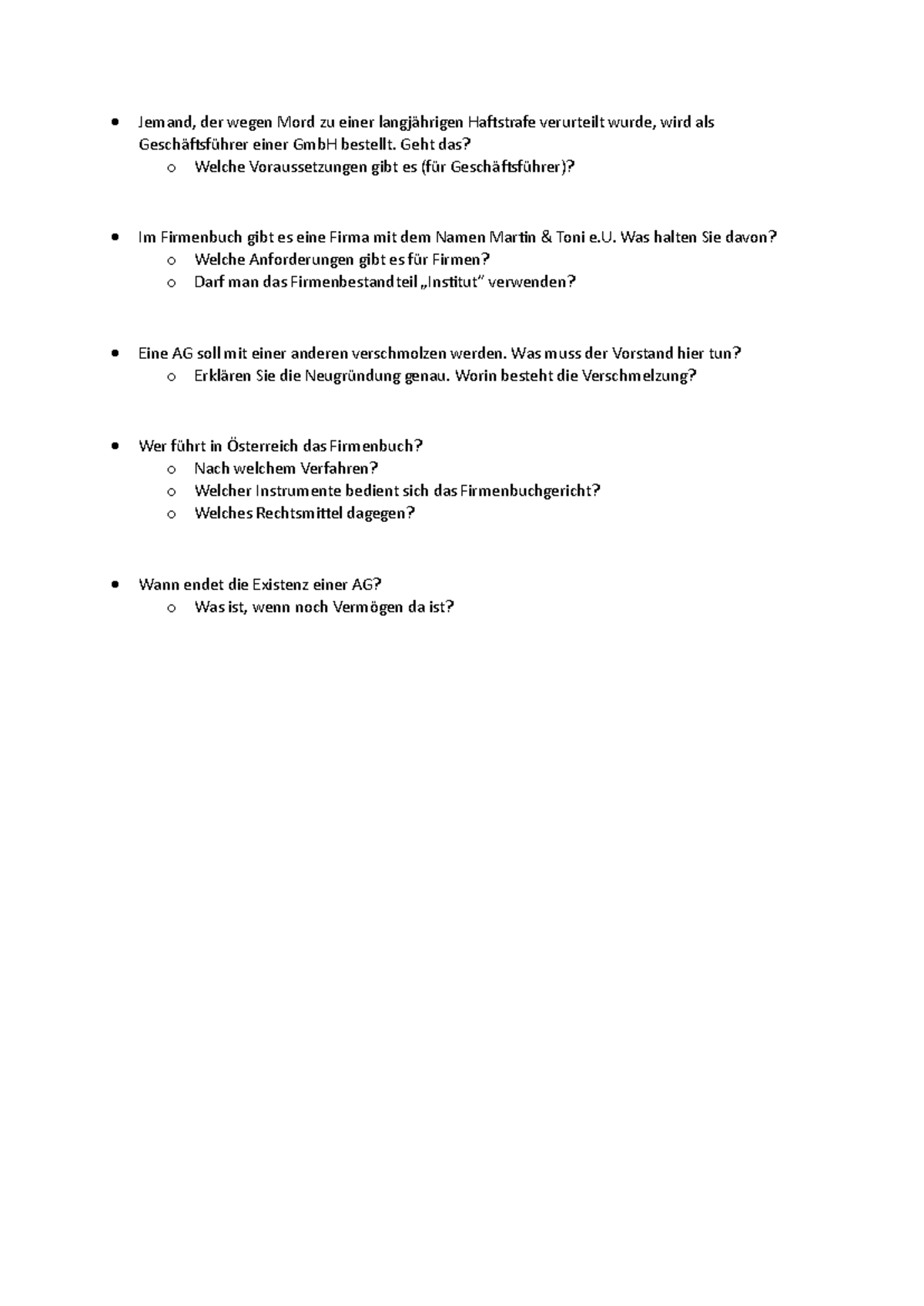 Zib Prüfungsfragen 2024: Geschäftsführer, Firmenbuch & AG-Verschmelzung ...
