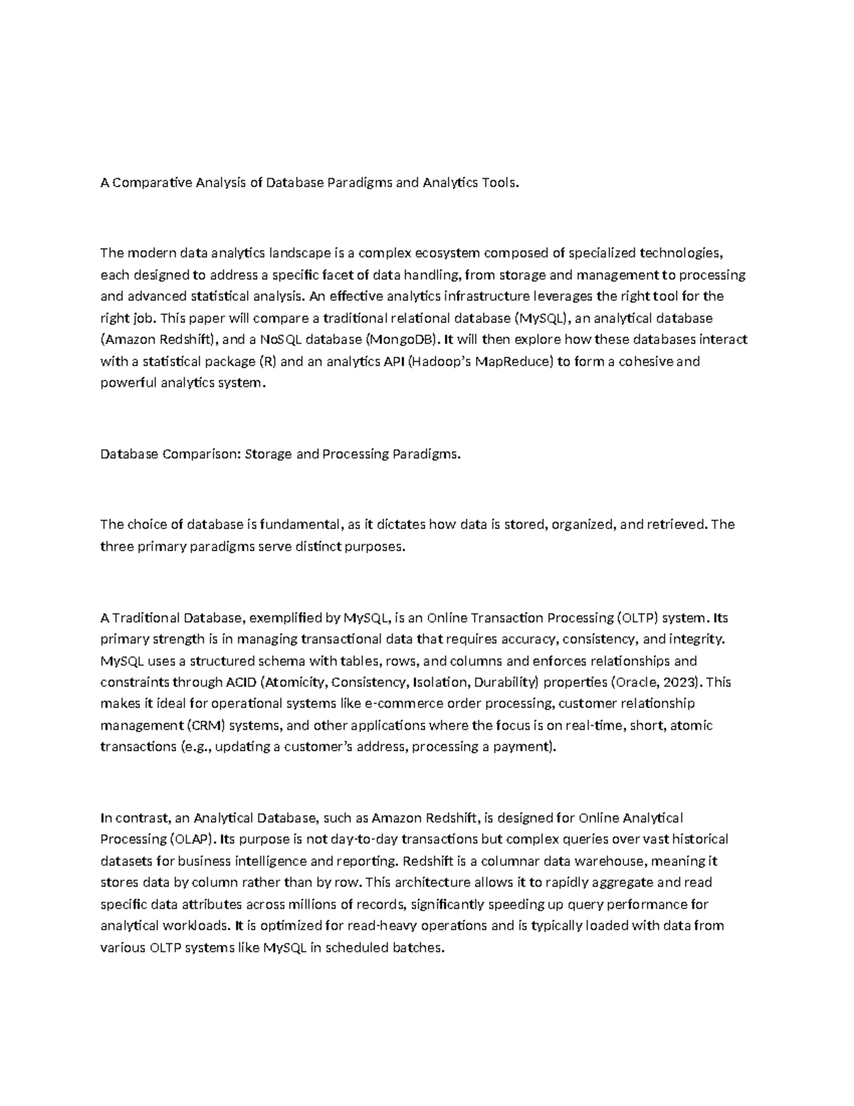 Cs4407 Unit 2 Programming Assignment: Database Paradigms & Analytics ...