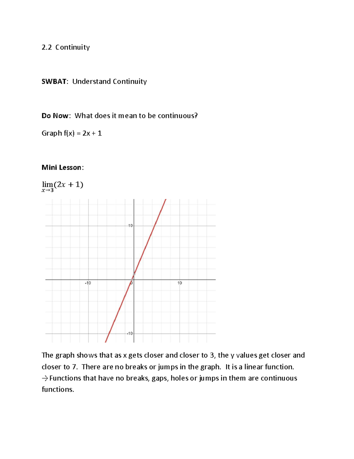Understanding Continuity in Functions - Lecture Notes (MATH 2.2) - Studocu