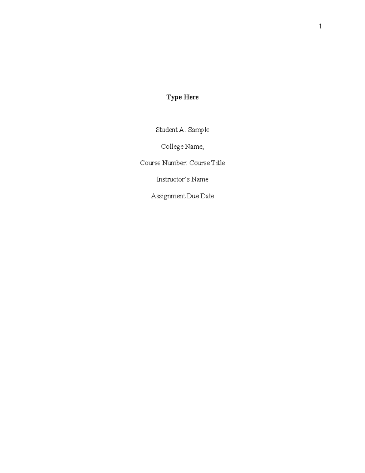 Templete - Type Here Student A. Sample College Name, Course Number ...