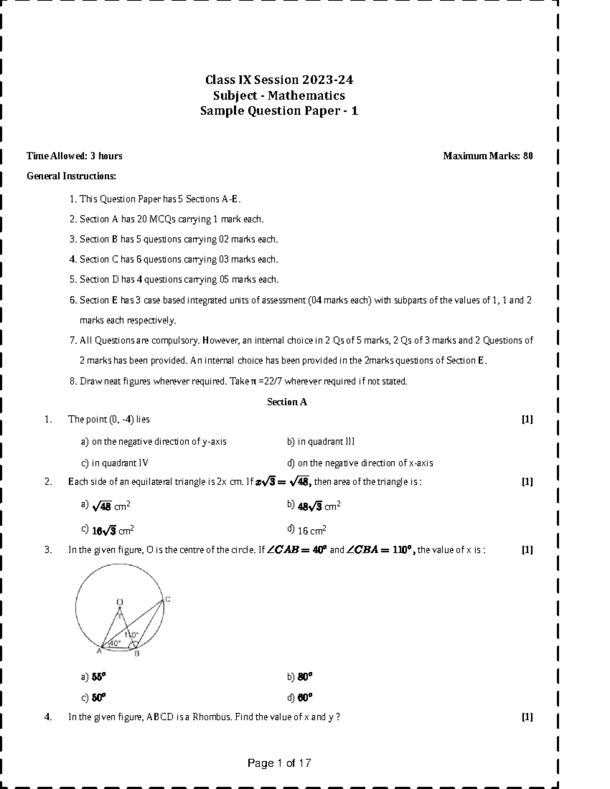 9th maths model paper 2 - Thankyou - Time Allowed: 3 hours Maximum ...
