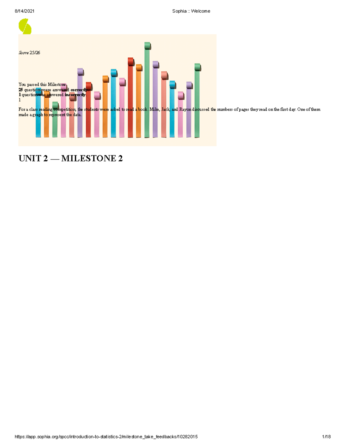 Sophia Statistics (Course Code: STAT101) Unit 2 Milestone 2 Guide - Studocu