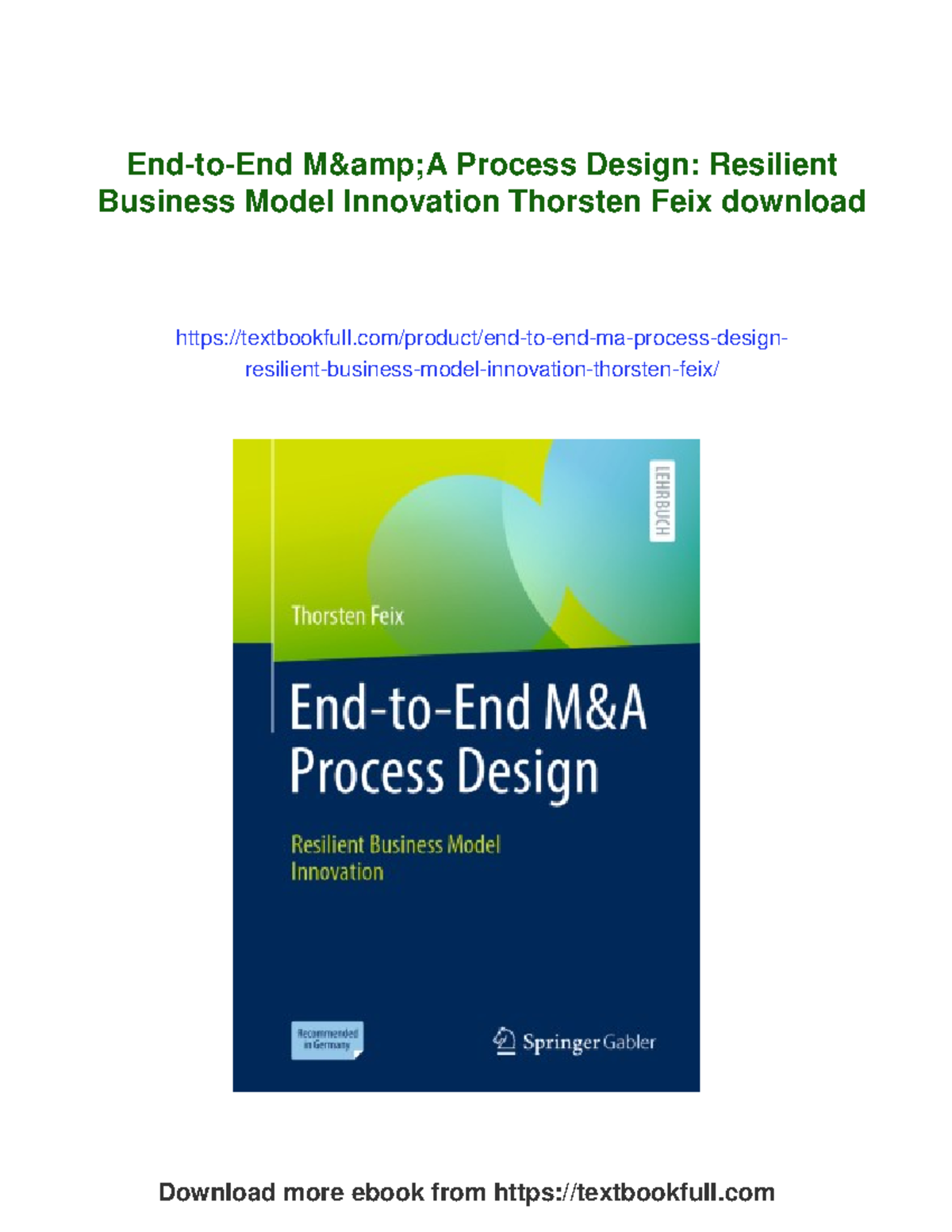 E2E Process Design: Resilient Business Model Innovation by T. Feix ...