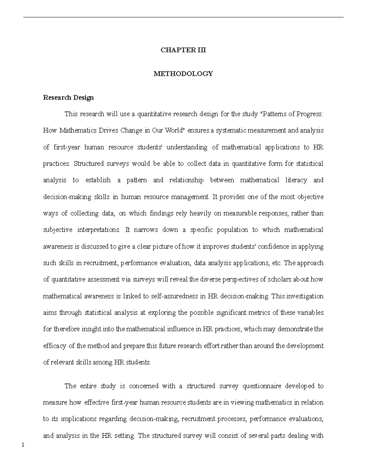 CHAPTER METHODOLOGY: Quantitative Research Design in HR Mathematics ...