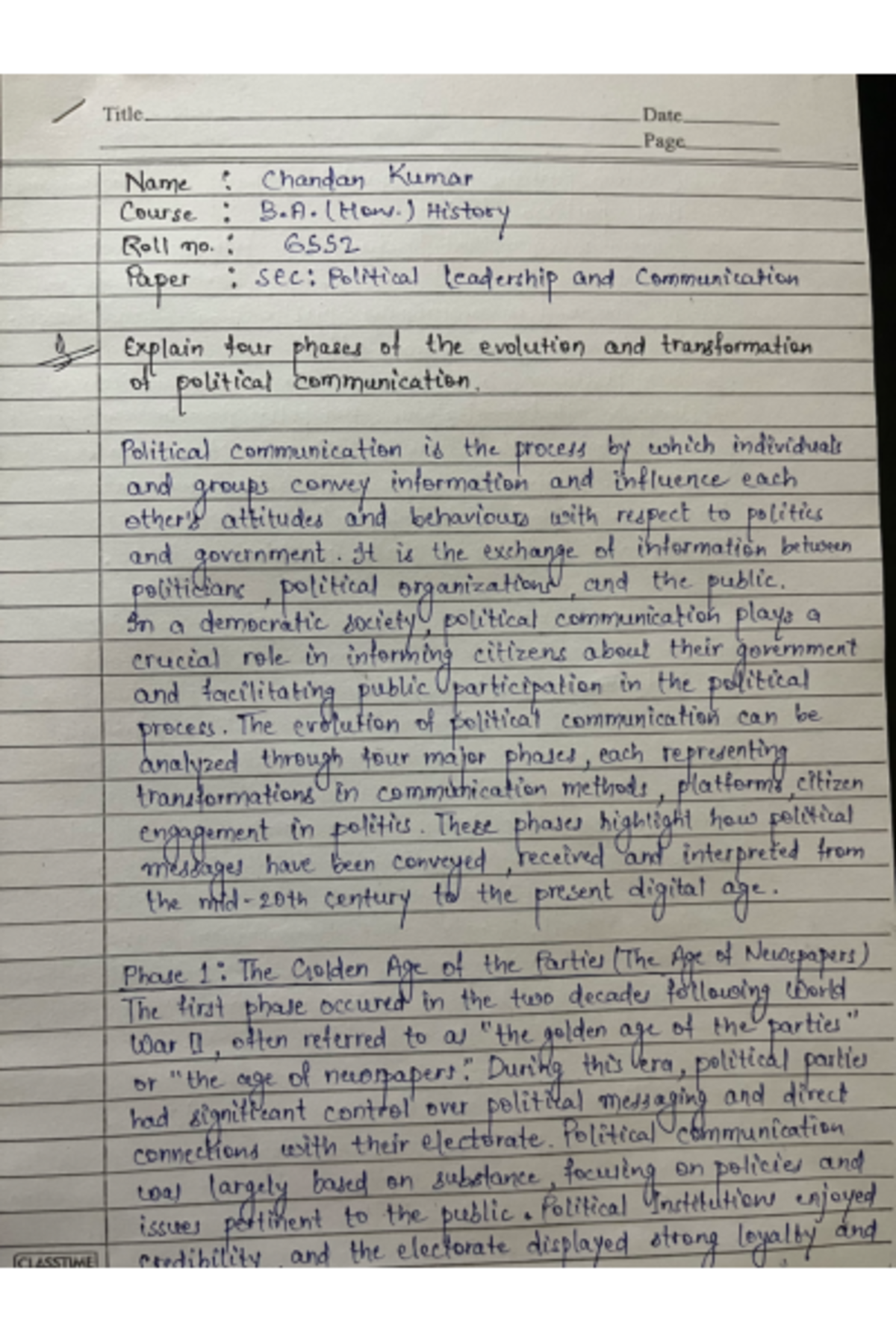 SEC: Political Leadership & Comm - Evolution of Political Communication ...