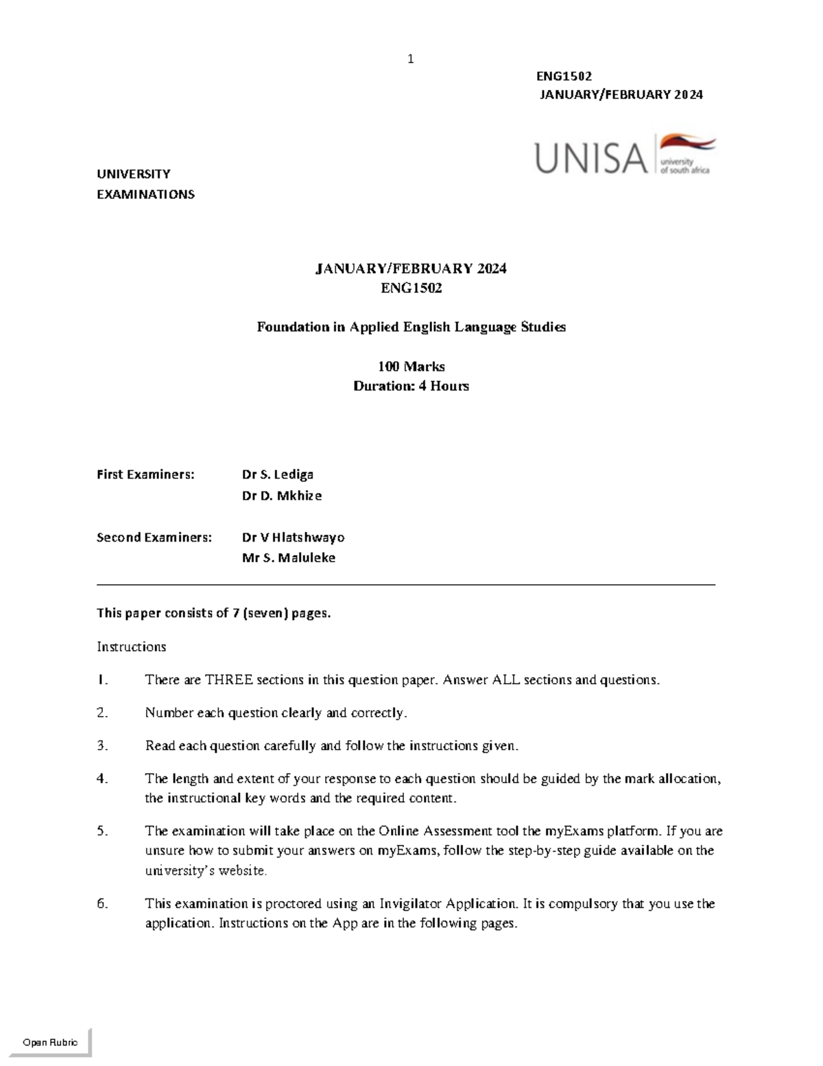 ENG1502 Final Exam January/February 2024 Question Paper - Studocu