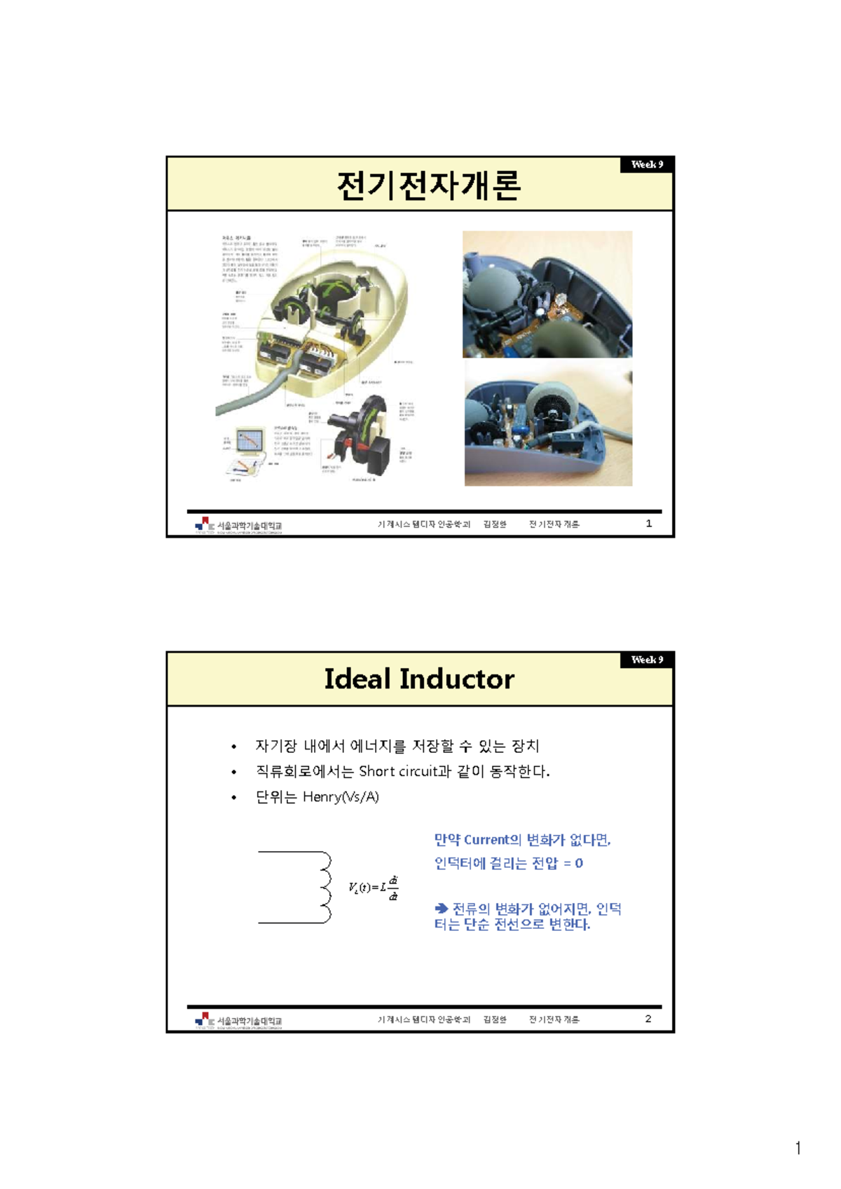 전기전자개론 (EE101) Week 9: Inductors and Their Applications - Studocu