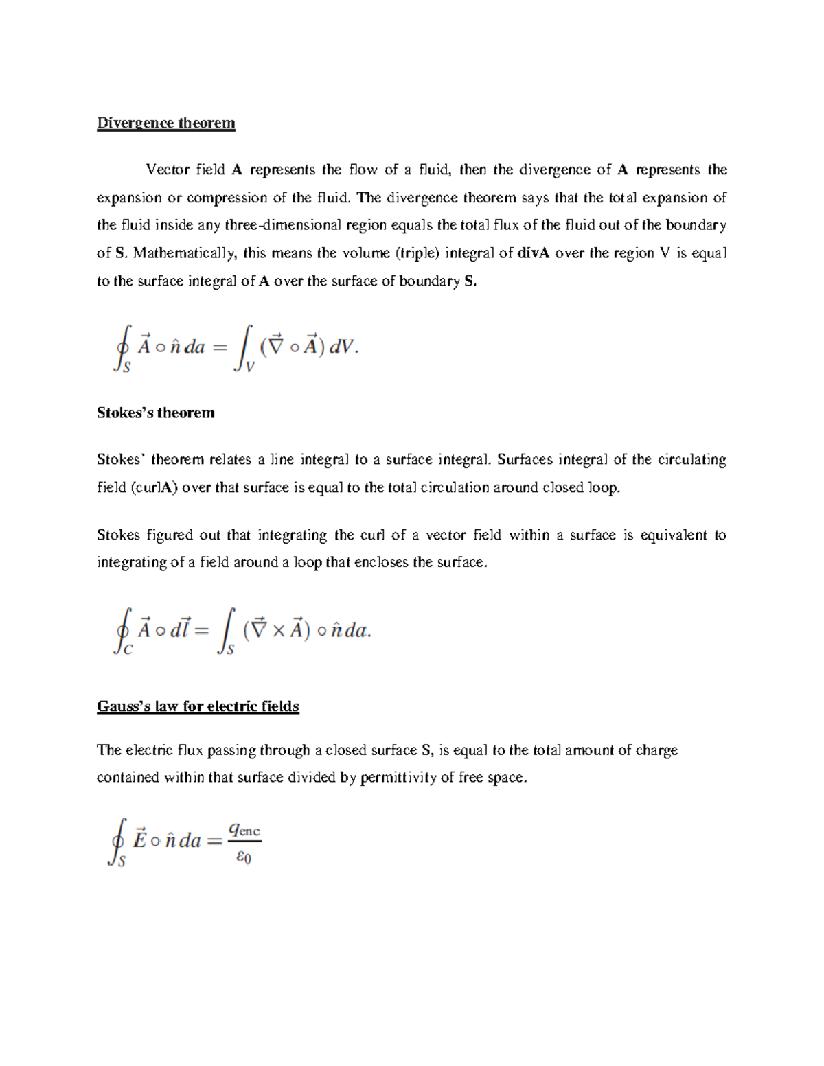 Physics electromagnetic theory - Vector field A represents the flow of ...