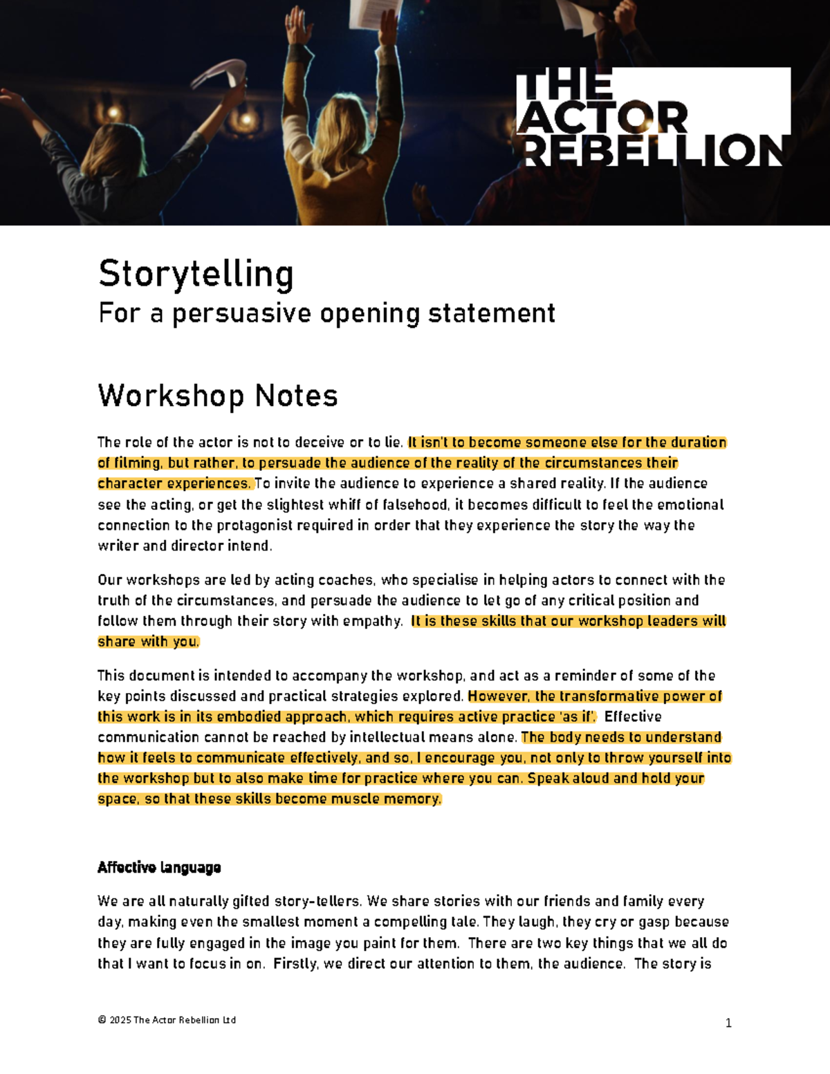 Storytelling Techniques for Persuasive Opening Statements Workshop ...