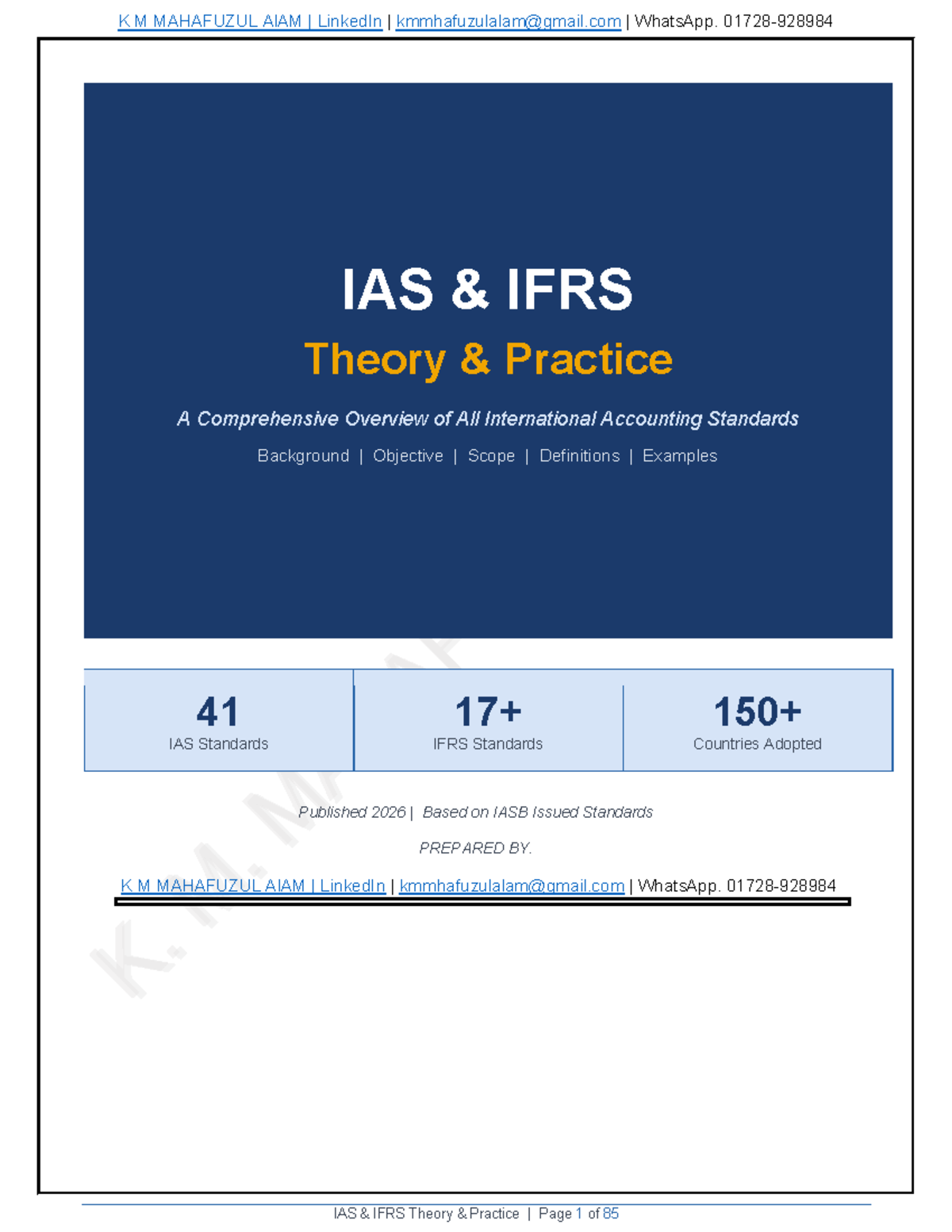 IAS IFRS Theory & Practice: A Comprehensive Overview of Standards - Studocu