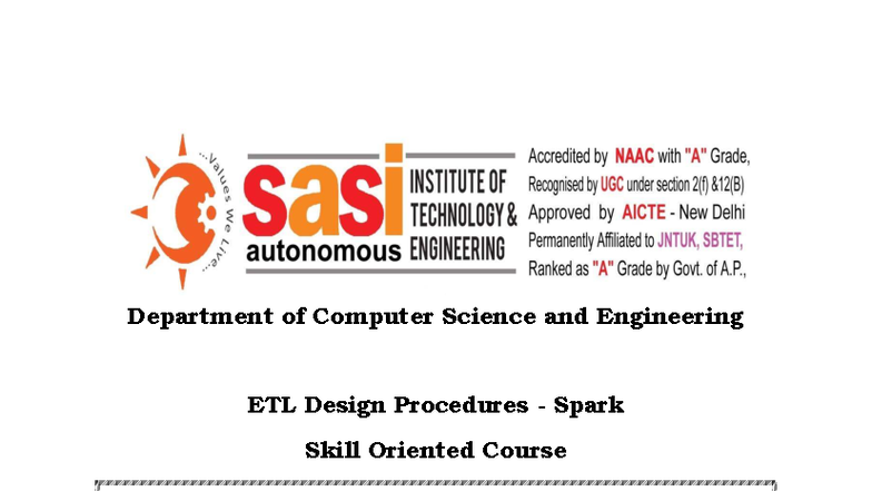 ETL Design Procedures: Spark Practical Record Notebook - Studocu