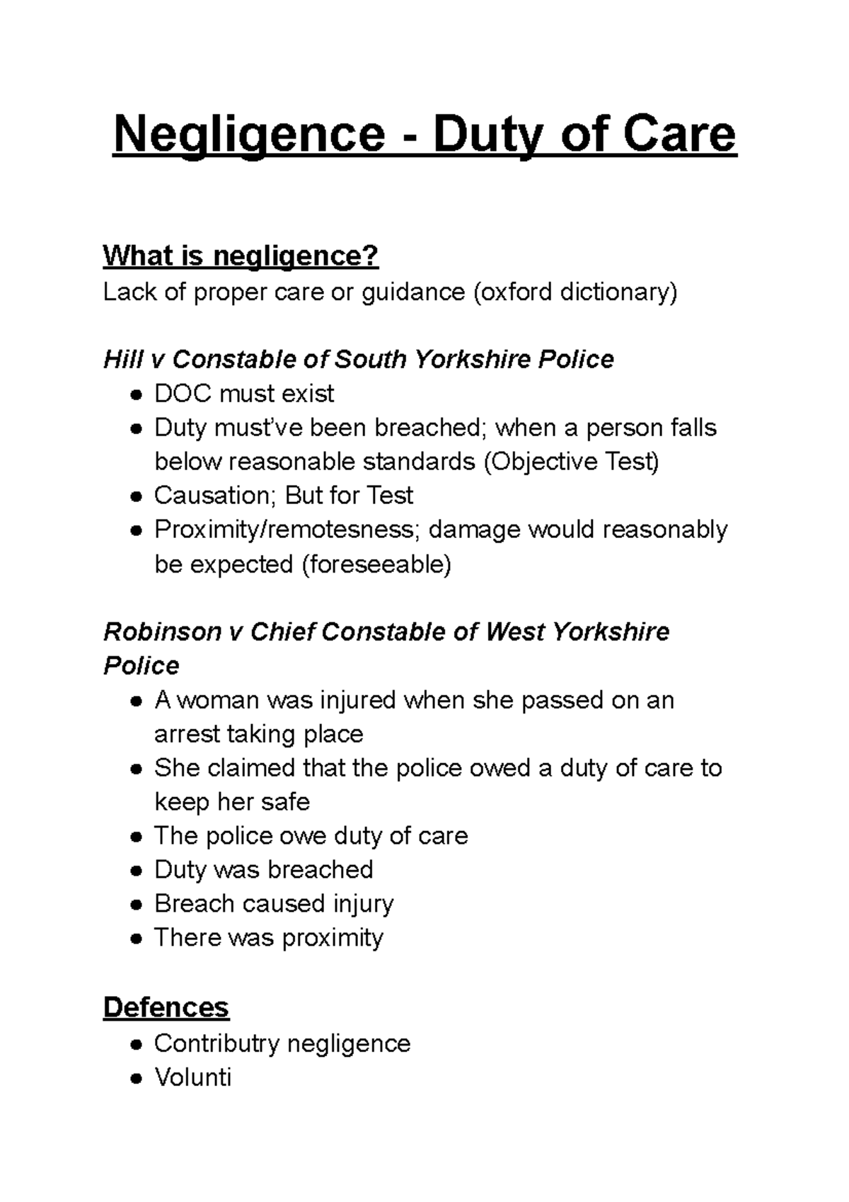 Negligence -Duty of Care - Negligence - Duty of Care What is negligence ...