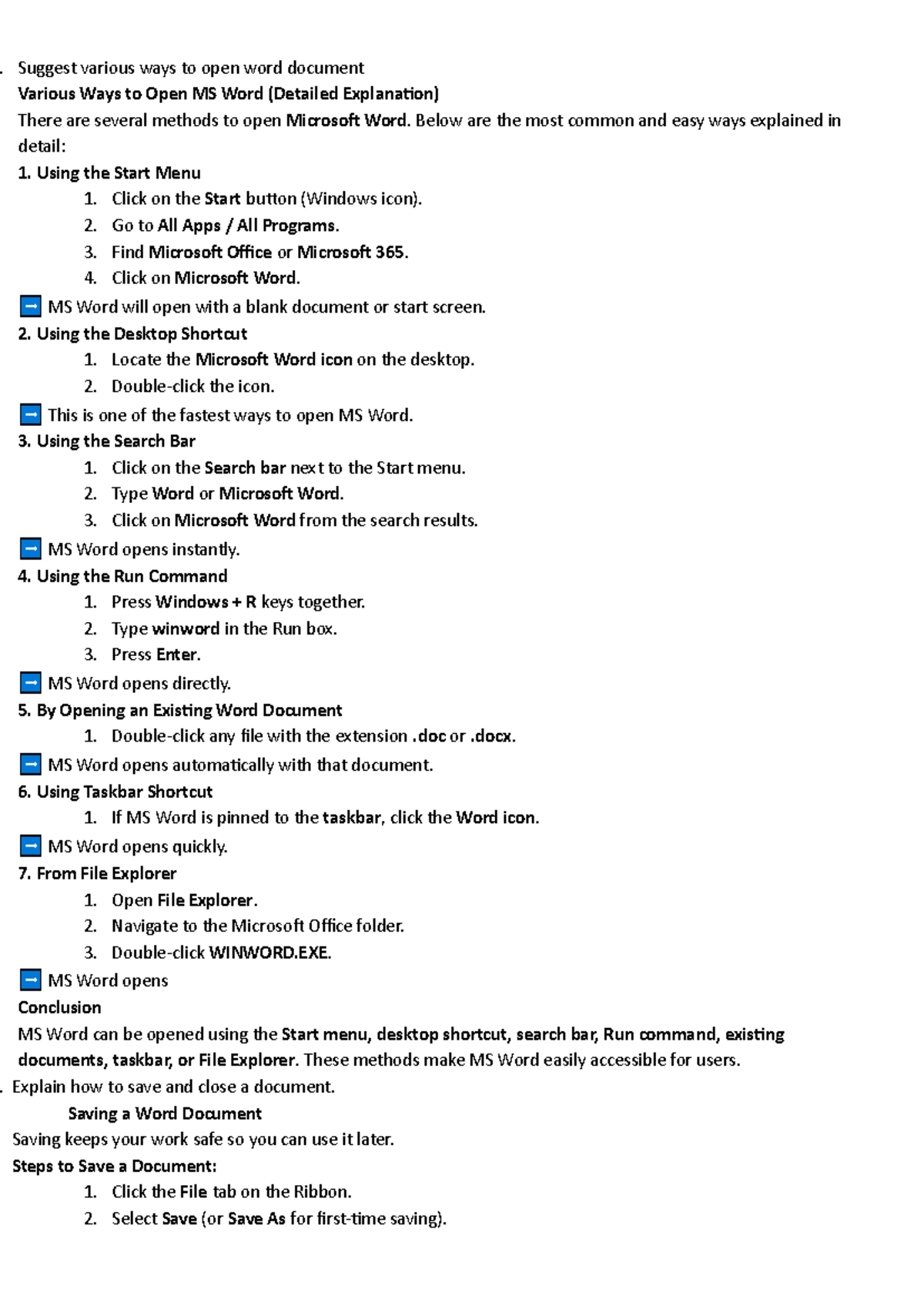 Various Ways to Open MS Word (Chap 2 - Office Automation Tools) - Studocu