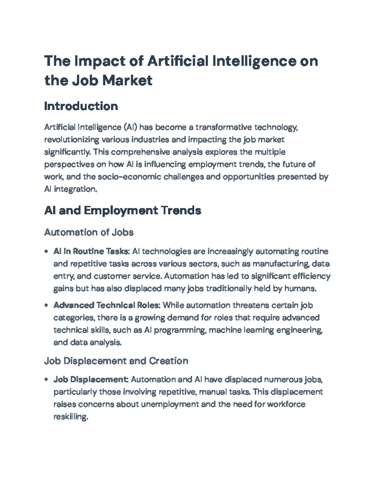 The Impact of AI on Employment Trends and Future Job Market Dynamics ...