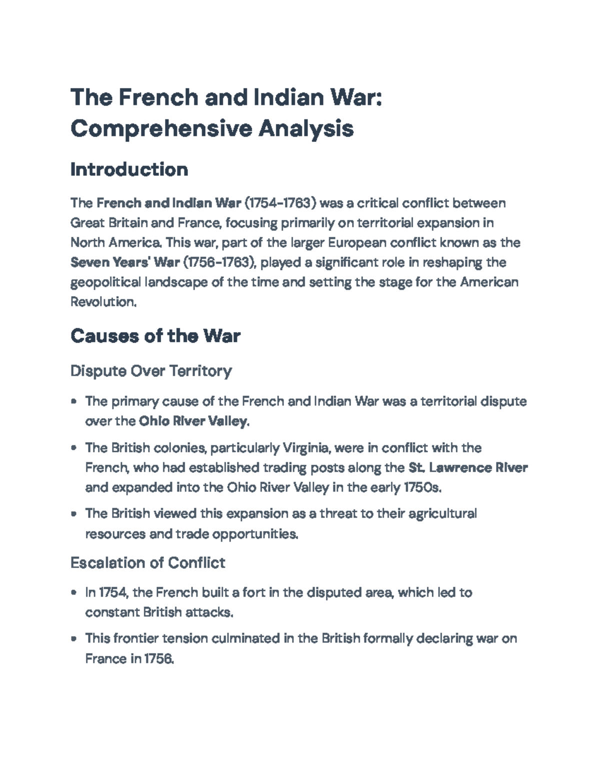 The French and Indian War (1754-1763): Causes, Impacts, and Outcomes ...