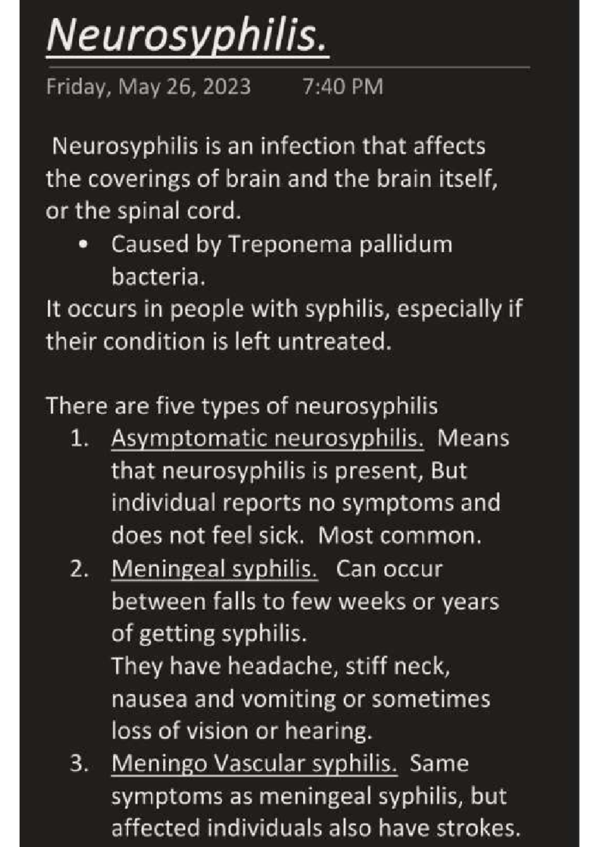 Neurosyphilis Overview: Types, Tests, and Treatment Options - Studocu