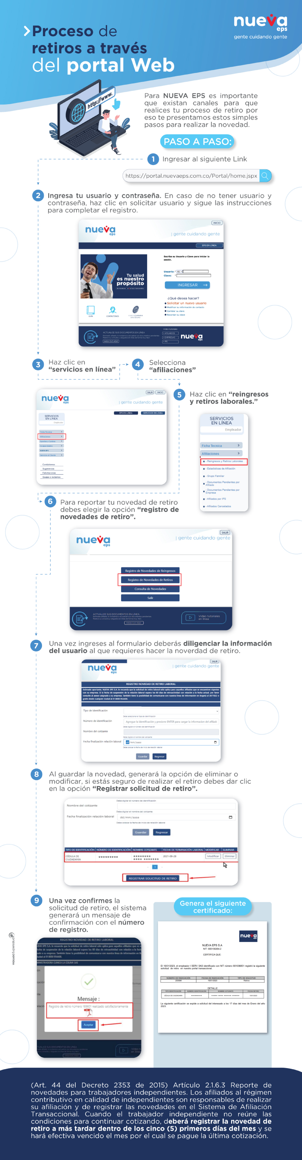 Instructivo Proceso de Retiros NUEVA EPS: Guía Paso a Paso - Studocu