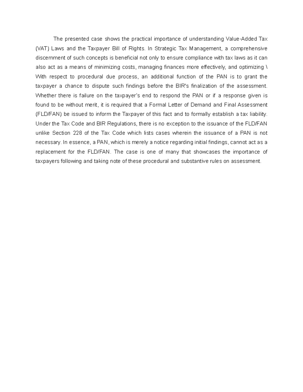 Tax Case Study Implications - The presented case shows the practical ...