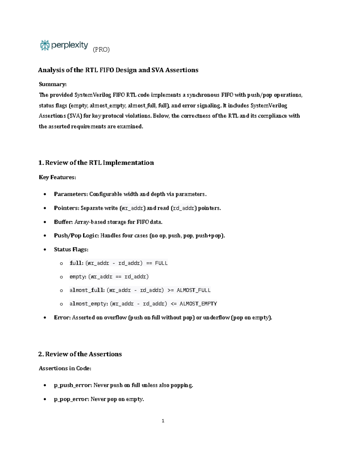 (PRO) RTL FIFO Design Analysis and SVA Assertions Review - Studocu