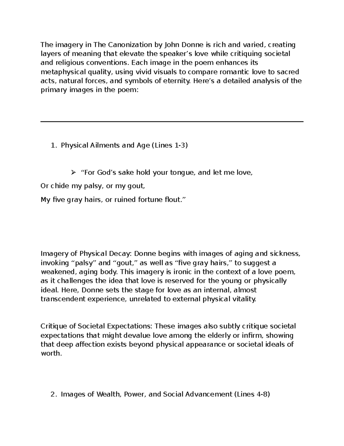 Analyzing Imagery in The Canonization: A Study of Donne's Love Poem ...