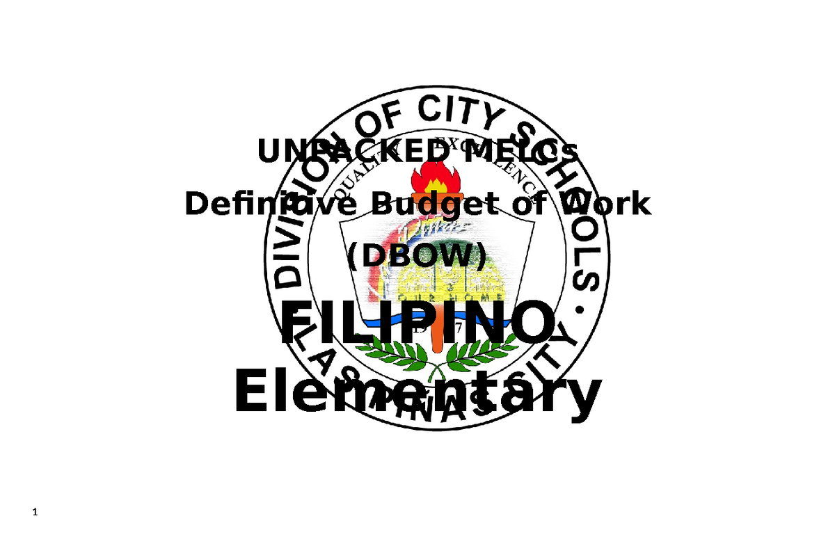 Unpacked Dbow Filipino - UNPACKED MELCs Definitive Budget of Work (DBOW ...