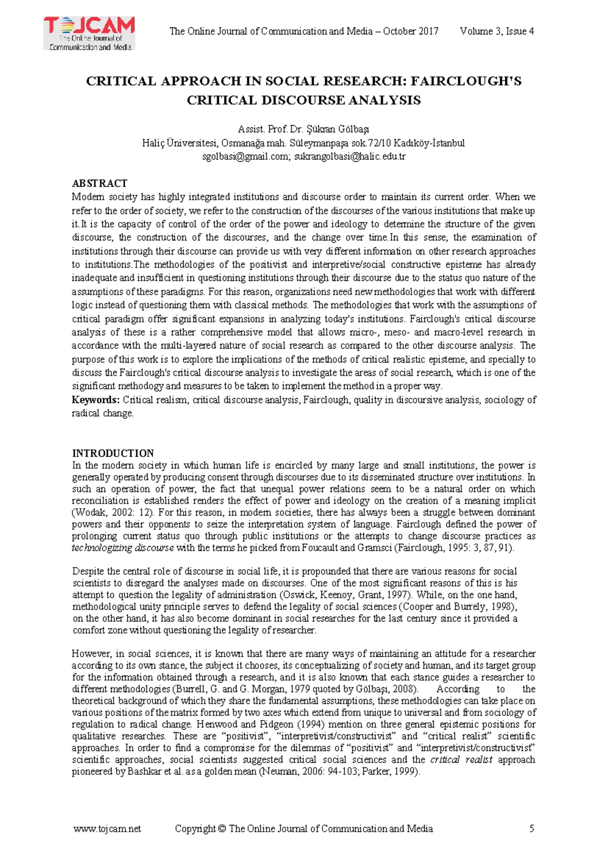 Critical Discourse Analysis in Social Research: Insights and ...