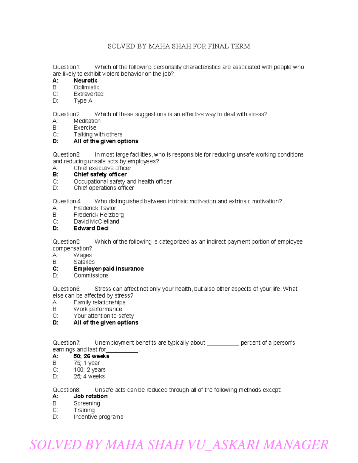 HRM MCQs for Final Exam – Comprehensive Coverage of Key Topics ...
