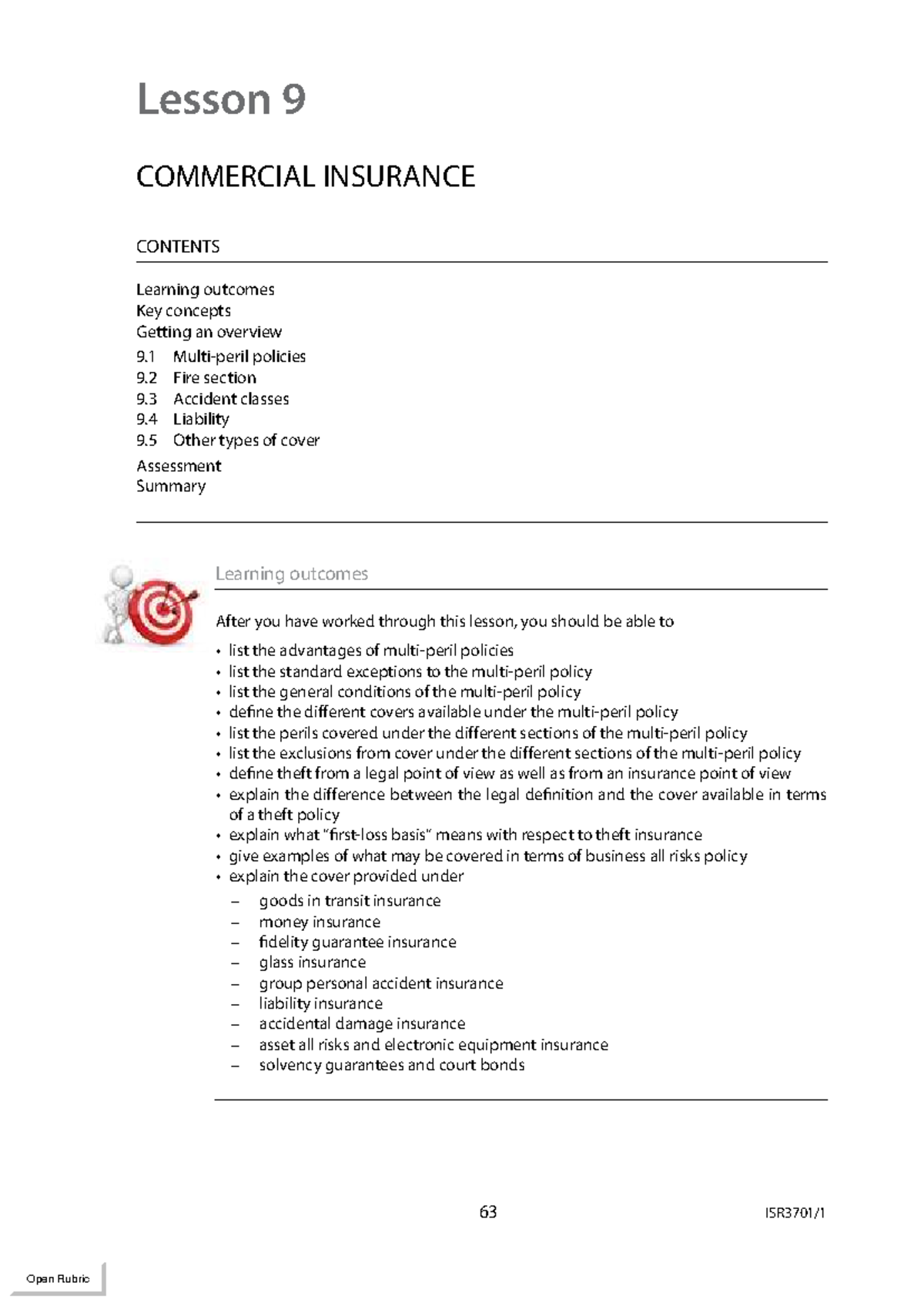 ISR3701 Lesson 09: Overview of Commercial Insurance Policies - Studocu