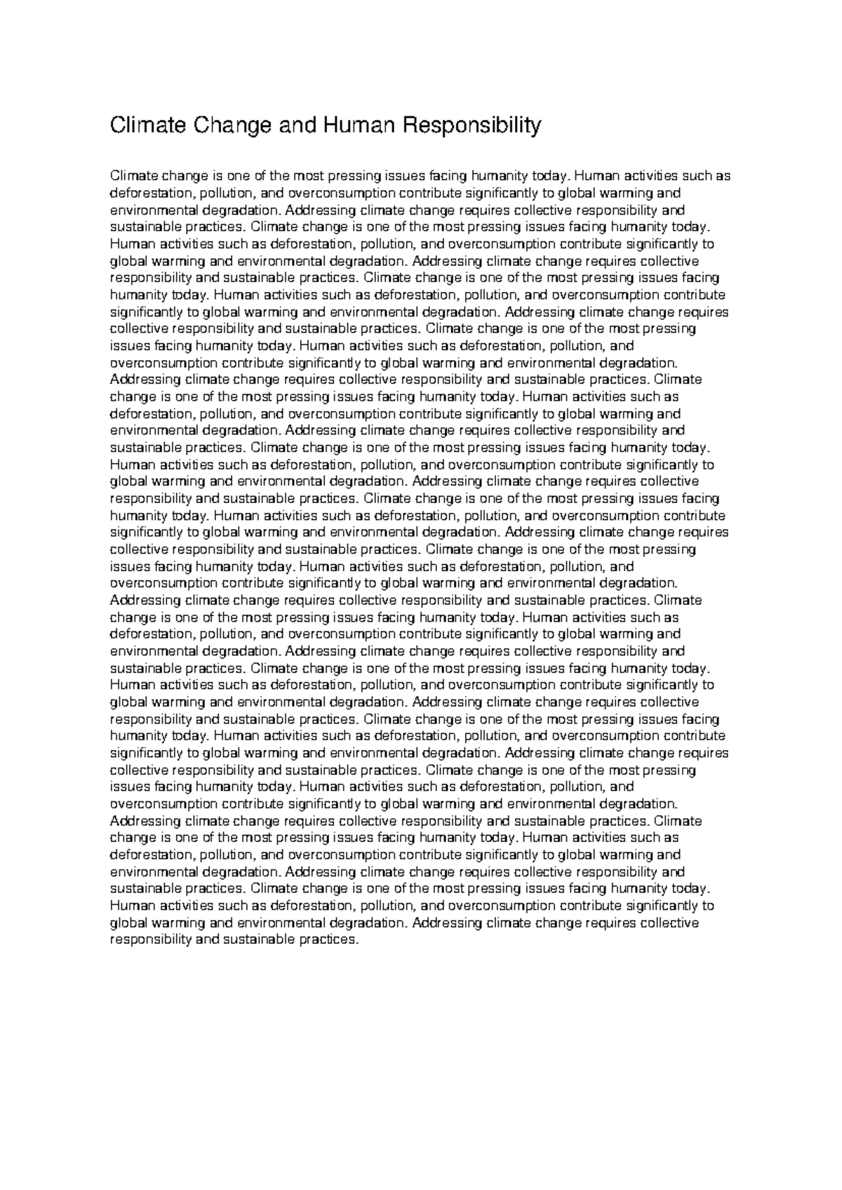 Climate Change and Human Responsibility: A Call for Action - Studocu