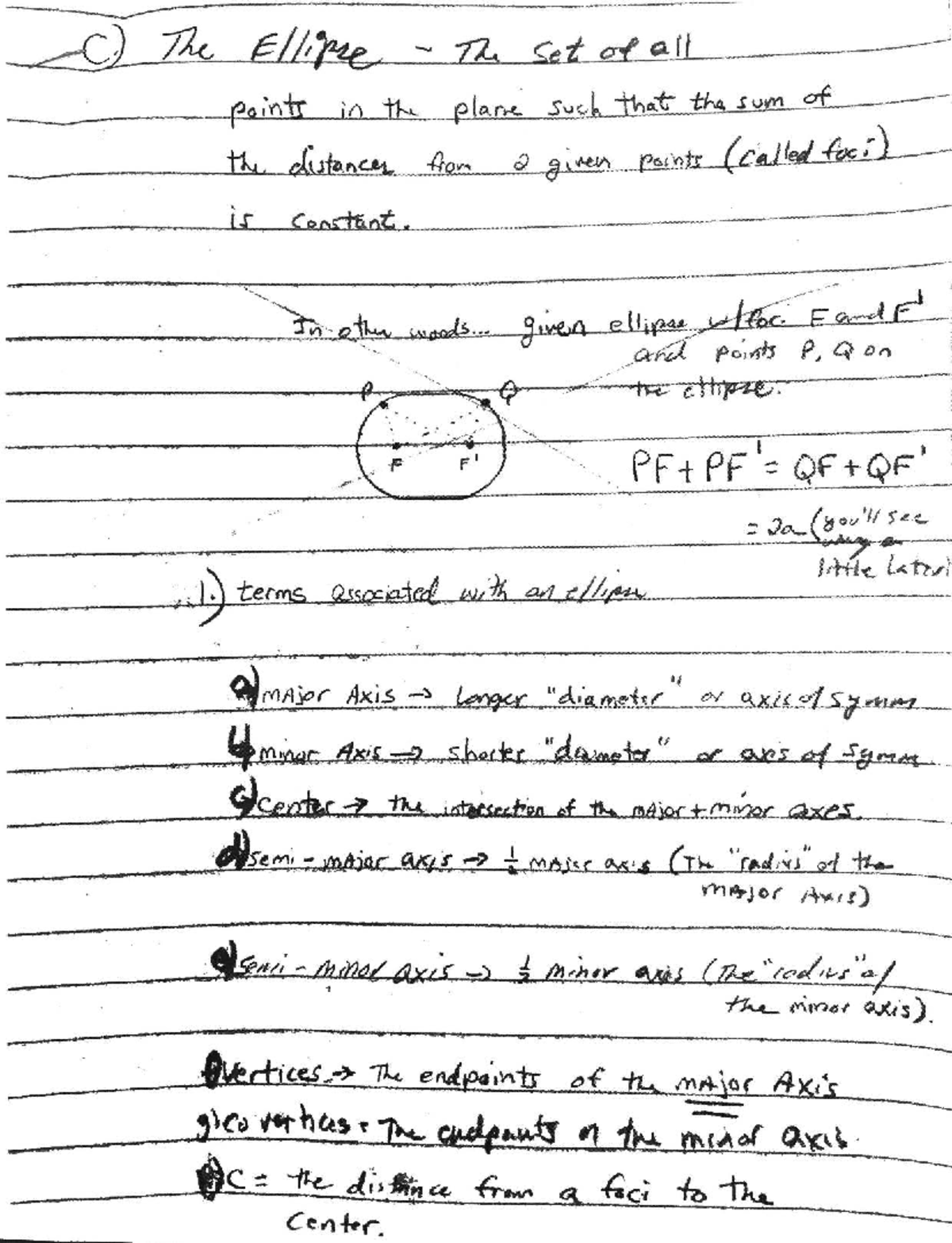 C) Ellipse: 1st Day Notes & Homework (Math 101) - Studocu