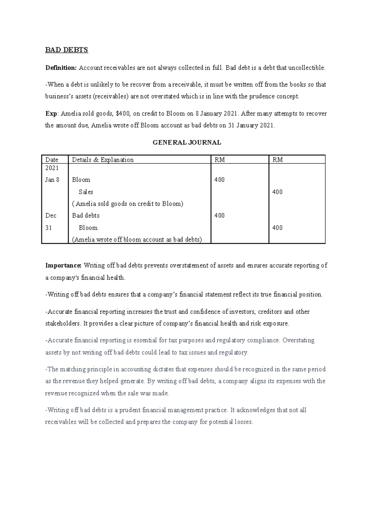 Understanding BAD Debts and Provision for Doubtful Debts (ACCT 101 ...