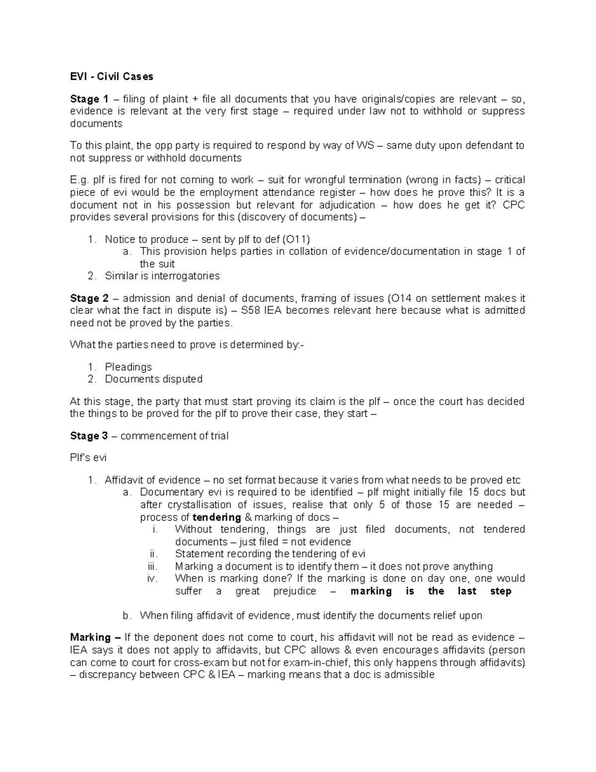 EVI 5.1 - Civil Cases: Stages of Evidence Collection and Admissibility ...