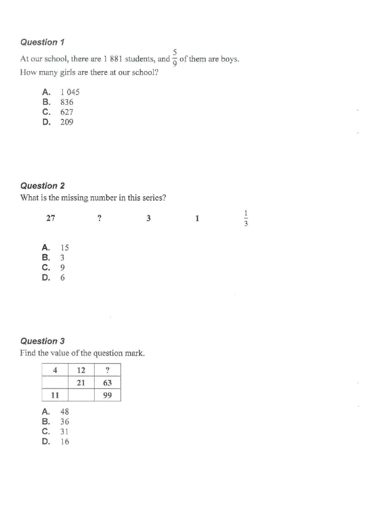 Numerical Reasoning Questions - Course Code: NR-1 - Studocu
