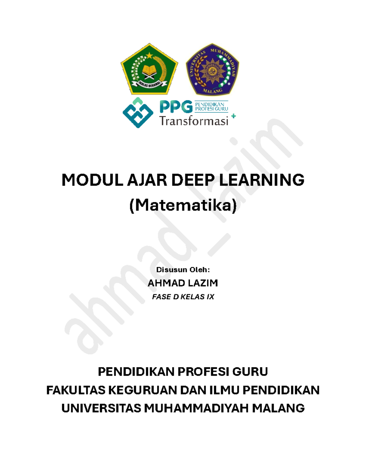 Modul Ajar Deep Learning: Bangun Ruang Matematika Kelas IX (DPL) - Studocu