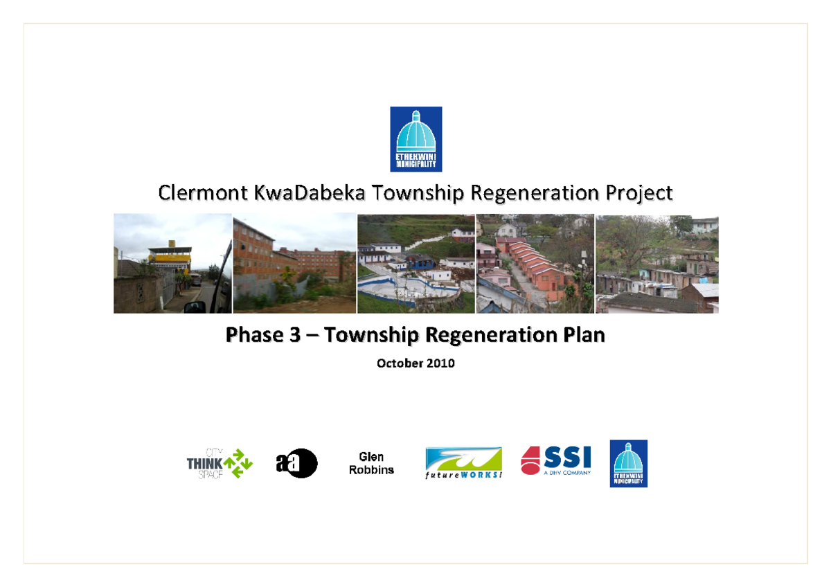 Clermont/KwaDabeka Urban Regeneration Project Plan Overview - Studocu