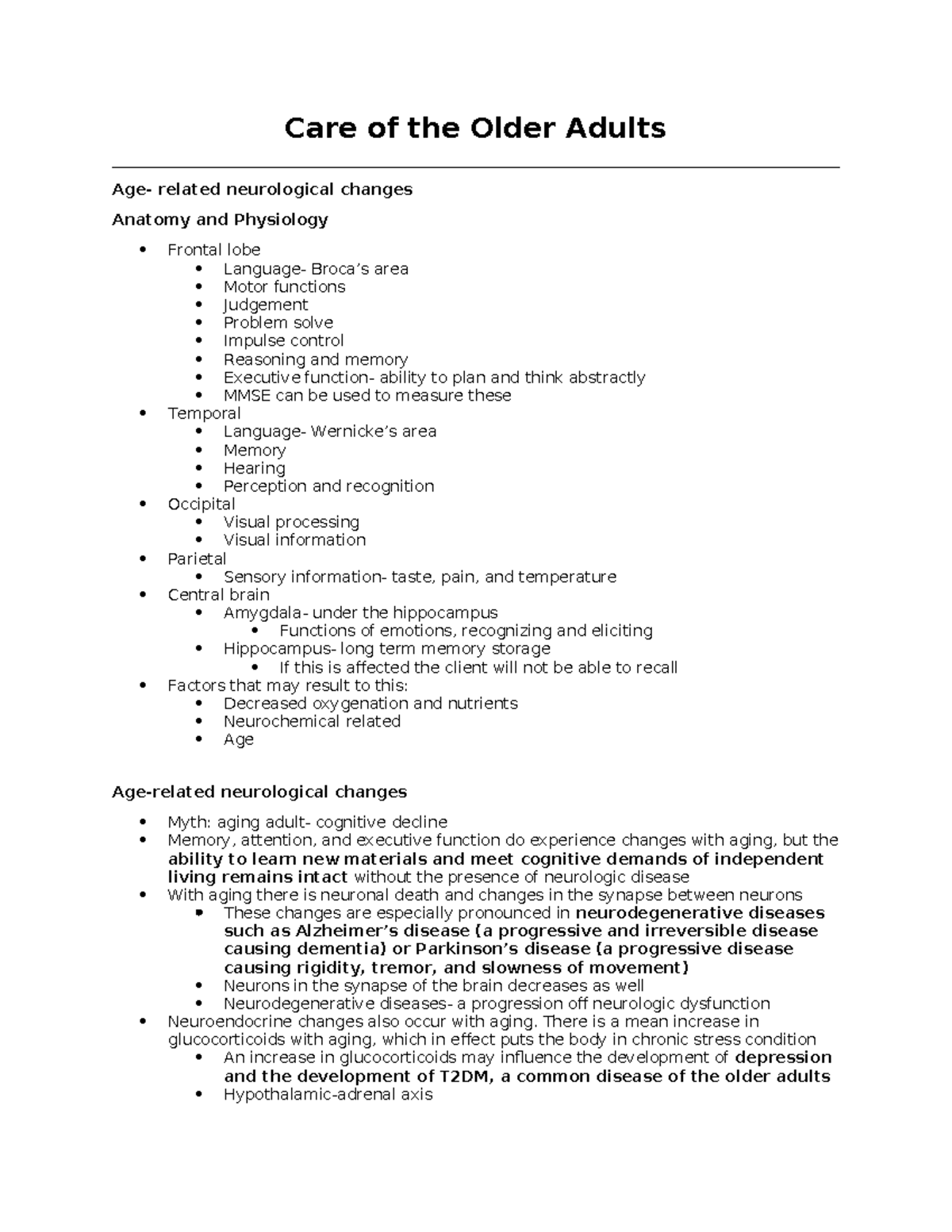 COA F - Neurological Changes in Older Adults: Understanding Dementia ...