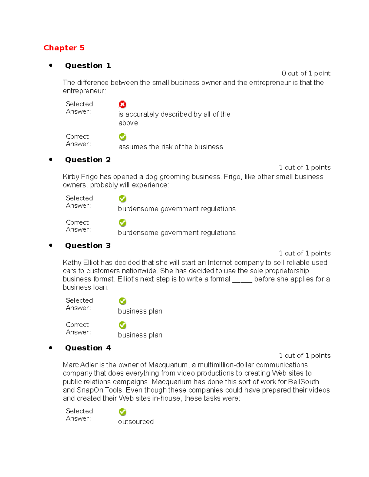 Chapter 5-6-7-8 - practical exams - Chapter 5 Question 1 0 out of 1 ...