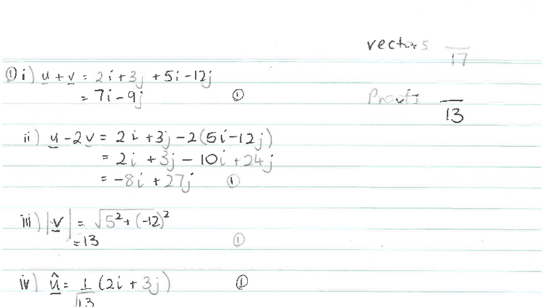 2024 HSC Ext 1 Maths Ass2 Solutions: Vector Proofs & Equations - Studocu