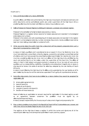 Notarial practice - SECTIONAL TITLES: & Notarial Deeds ACTS ...