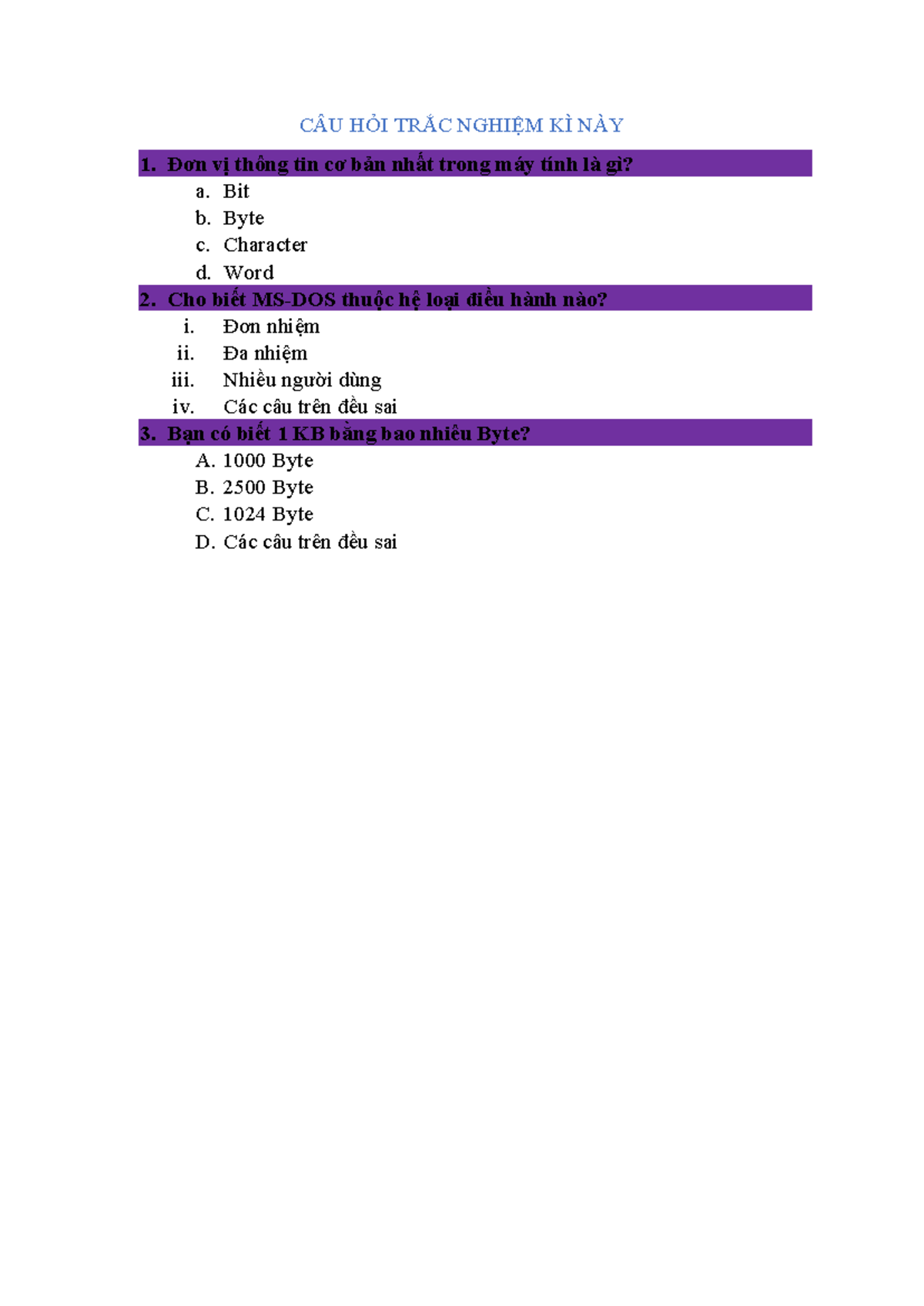 Tô nền- w22 - ccc - biologie moleculaire - CÂU HỎI TRẮC NGHIỆM KÌ NÀY ...